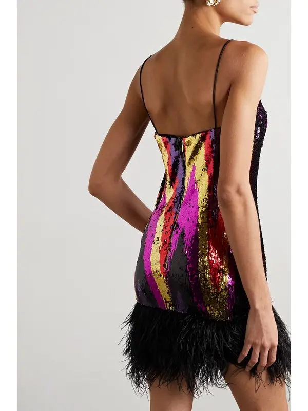 Rebecca Vallance Kaia Feather-detail Mini Dress
