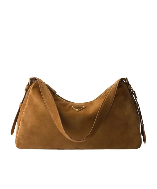 Prada Aimèe Large Suede Shoulder Bag