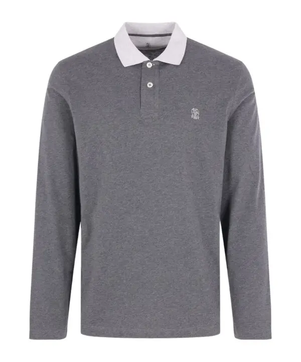 Brunello Cucinelli Logo Embroidered Long-sleeved Polo Shirt