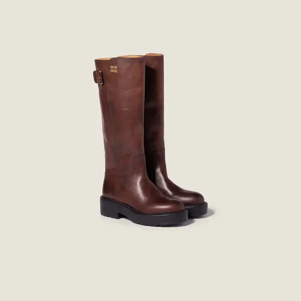 Miu Miu Logo Leather Boots