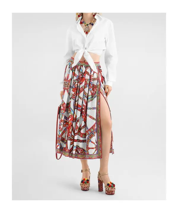 Dolce & Gabbana Dolce Gabbana Carretto Printed Midi Skirt