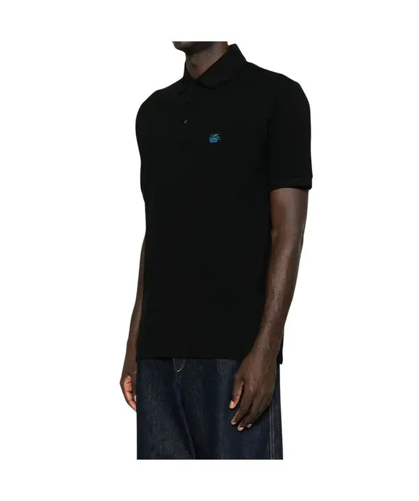 Etro Pegaso-embroidered Polo Shirt - Black