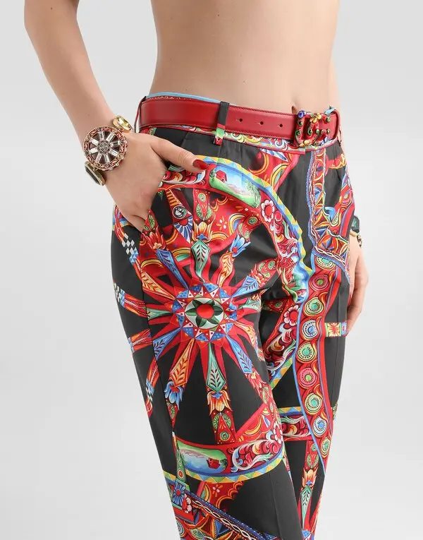 Dolce & Gabbana Carretto-print Poplin Trousers