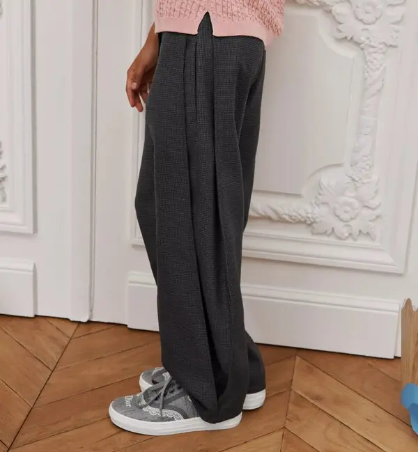 Dior Wool Houndstooth Wide-leg Trousers