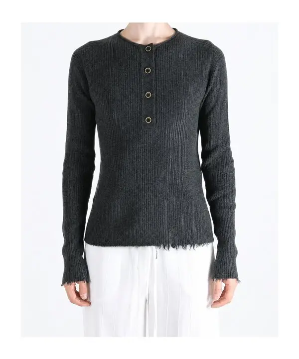 UMA WANG Henley Knit Top