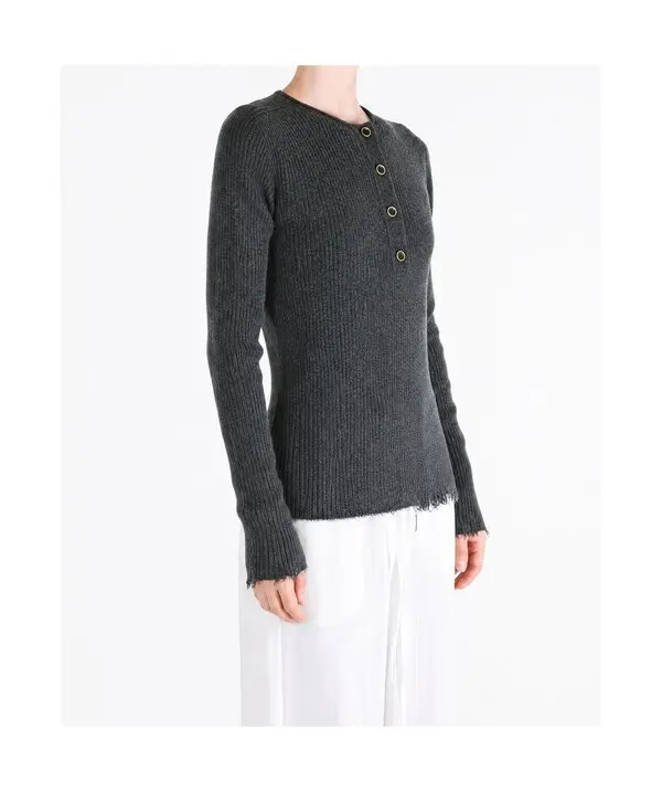 UMA WANG Henley Knit Top