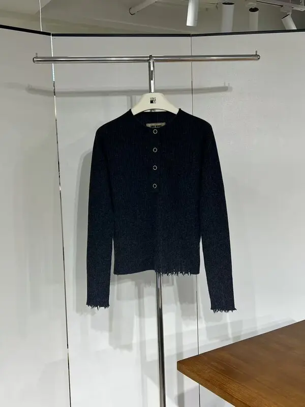 UMA WANG Henley Knit Top - Black