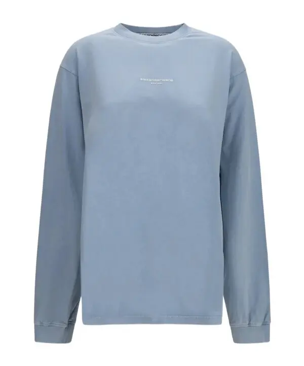 Alexander Wang Logo Print Long Sleeve Tee - Blue
