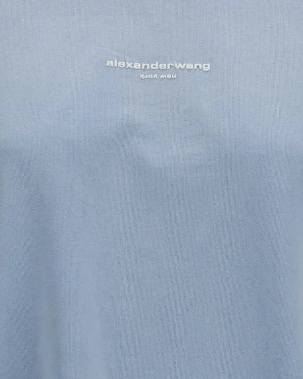Alexander Wang Logo Print Long Sleeve Tee - Blue
