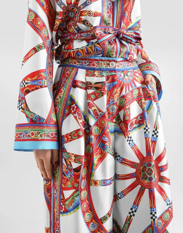 Dolce & Gabbana Carretto-print Silk Twill Vanity Trousers