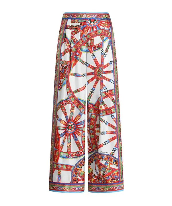 Dolce & Gabbana Printed Silk Trousers - Multi-color