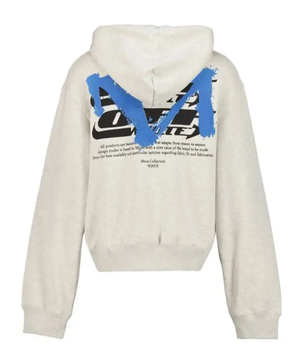 Off-White Drawstring Zip-up Hoodie - White