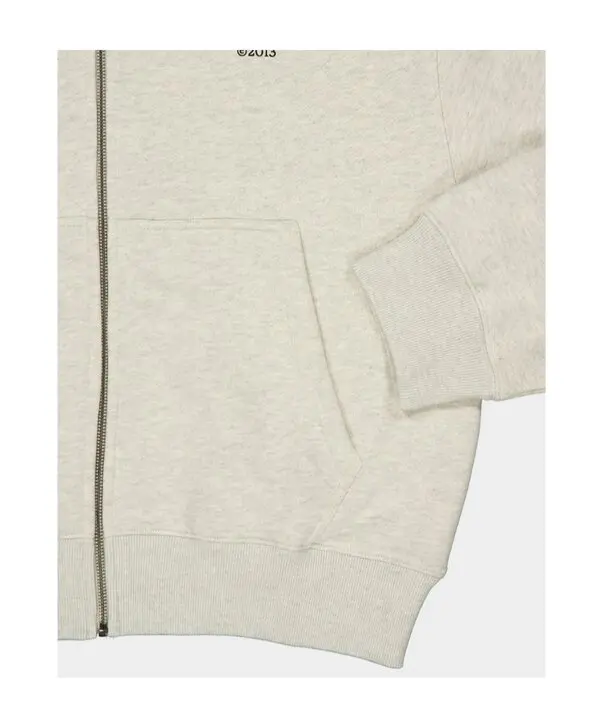 Off-White Drawstring Zip-up Hoodie - White
