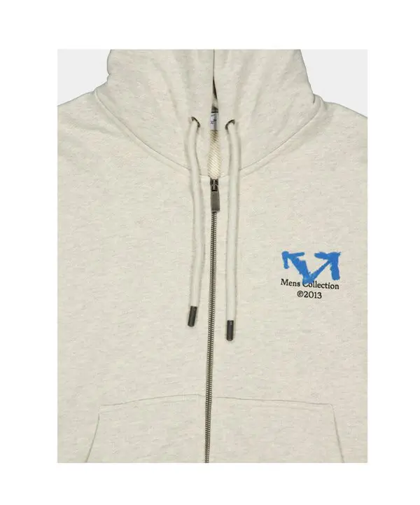Off-White Drawstring Zip-up Hoodie - White