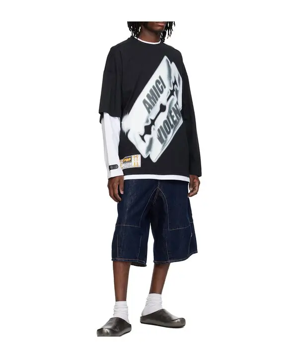 PDFCHANNEL Logo Denim Shorts
