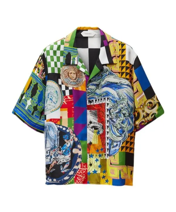 Versace Printed Silk Twill Regular Shirt