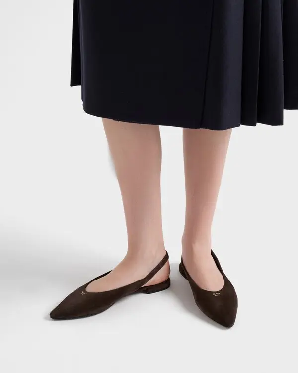 Prada Suede Ballerinas - Dark Brown