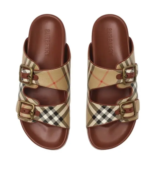 Burberry Check And Leather Urchin Sandals