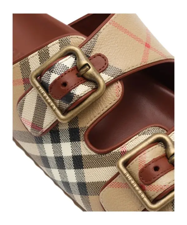 Burberry Check And Leather Urchin Sandals