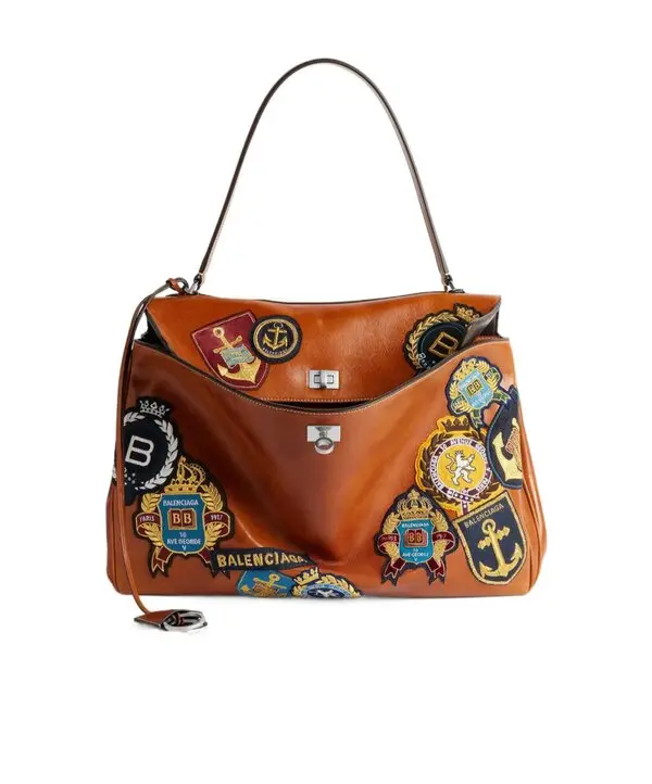 Balenciaga Rodeo Handbag Large In New Tan/multicolor