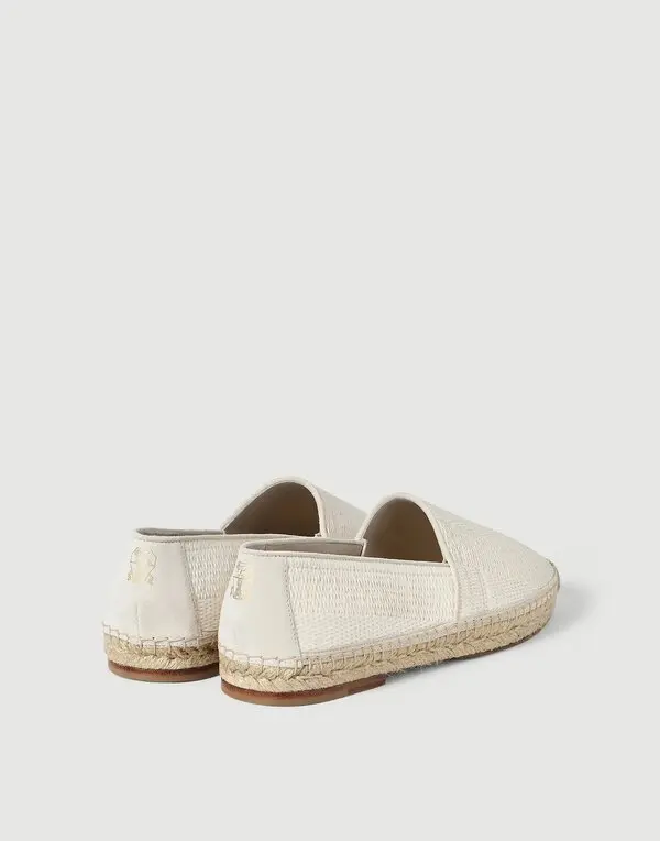 Brunello Cucinelli Techno Raffia And Suede Espadrilles With Piping