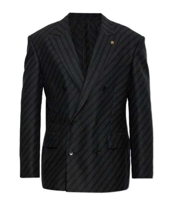 Versace Double-breasted Striped Blazer