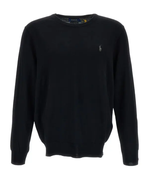 Polo Ralph Lauren Embroidered Logo Wool Jumper - Black