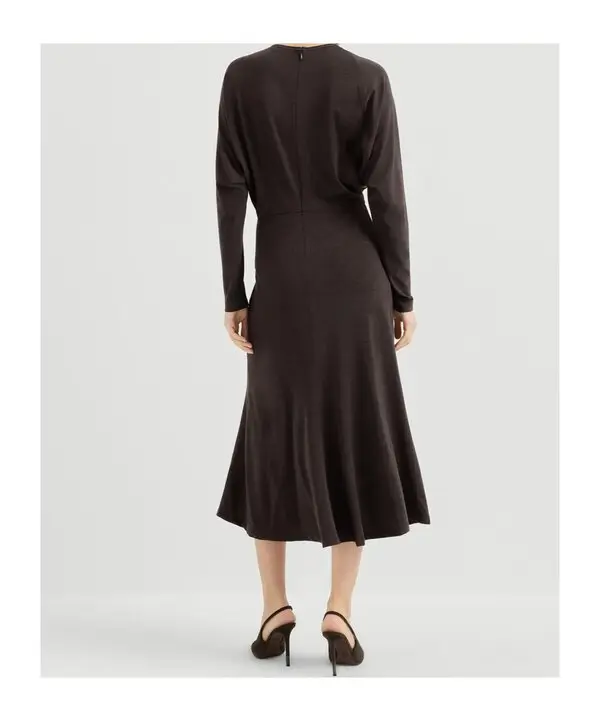 Brunello Cucinelli Techno Wool Jersey Dress With Monili