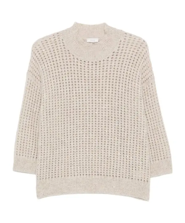 Peserico Open-knit Mock-neck Knitted Sweater