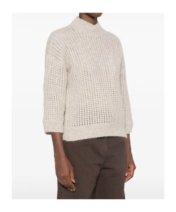 Peserico Open-knit Mock-neck Knitted Sweater