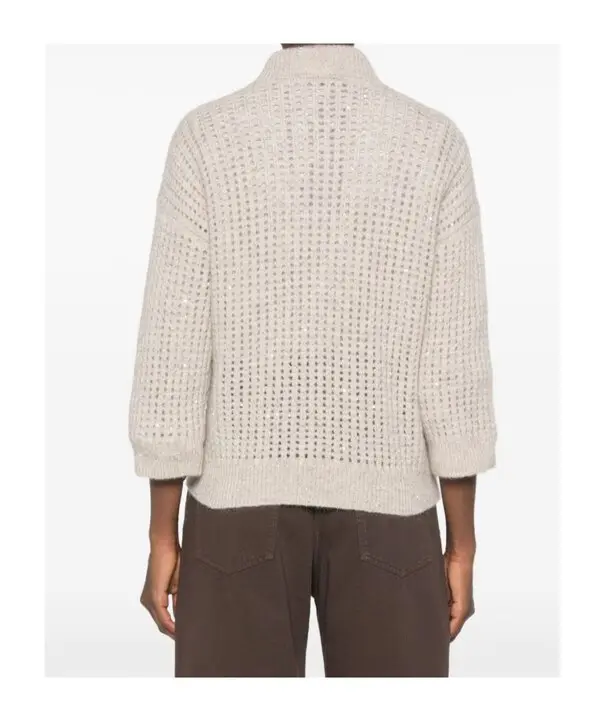 Peserico Open-knit Mock-neck Knitted Sweater