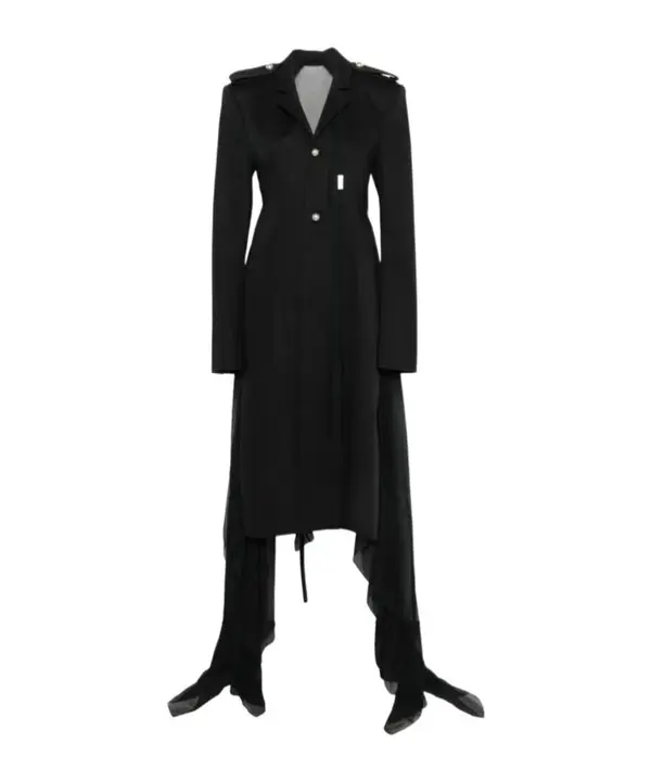 ANN DEMEULEMEESTER Sheer-panelled Epaulette Coat