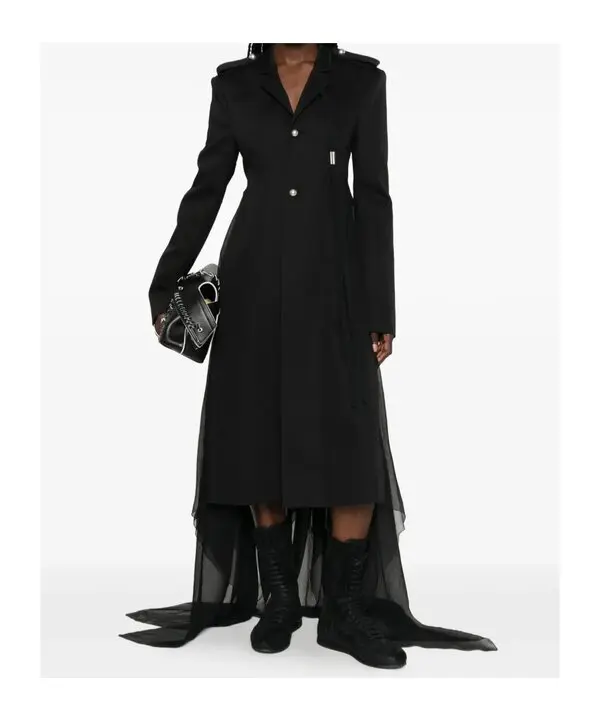 ANN DEMEULEMEESTER Sheer-panelled Epaulette Coat