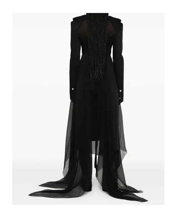 ANN DEMEULEMEESTER Sheer-panelled Epaulette Coat