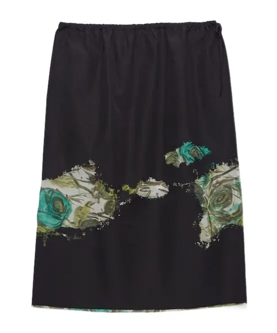 Prada Devore Poplin Midi-skirt - Black