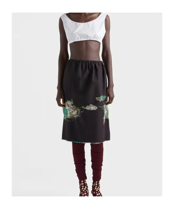 Prada Devore Poplin Midi-skirt