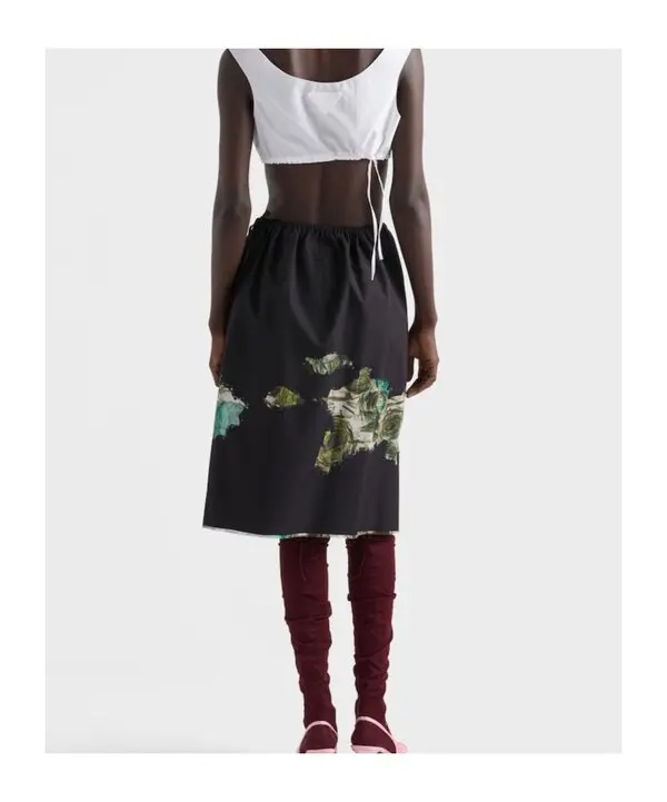 Prada Devore Poplin Midi-skirt