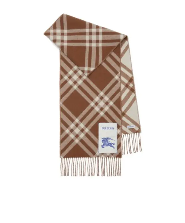 Burberry Check Cashmere Scarf - Finch Brown