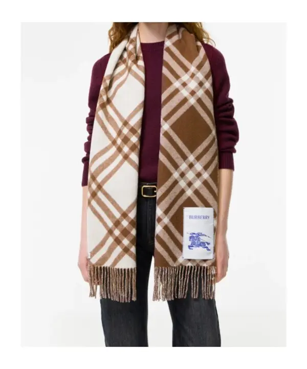 Burberry Check Cashmere Scarf - Finch Brown