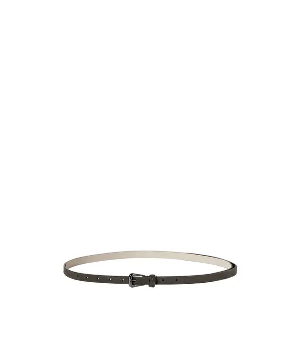 Brunello Cucinelli Suede Belt With Shiny Loop - Pepper
