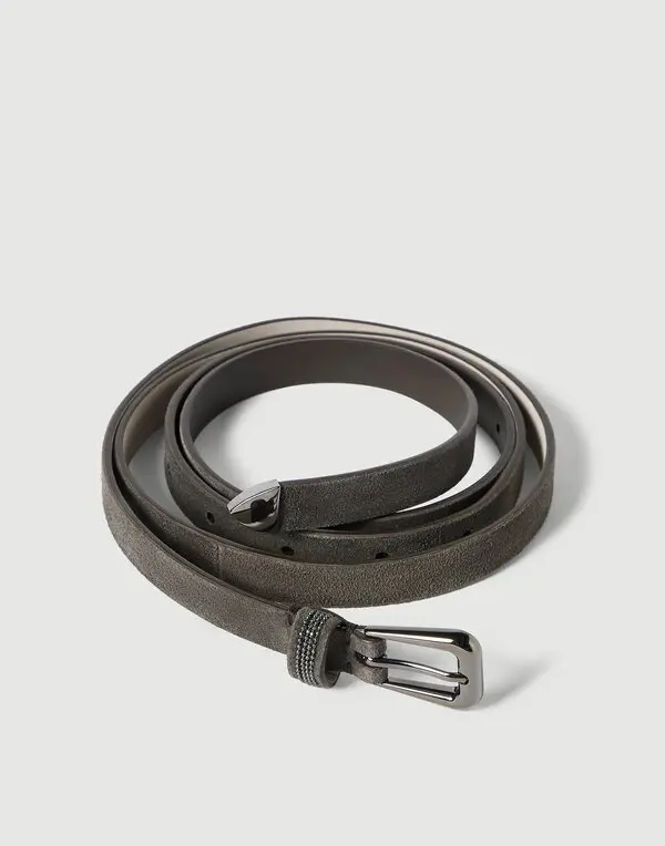 Brunello Cucinelli Suede Belt With Shiny Loop