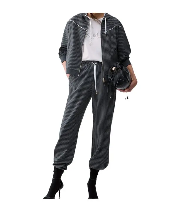 Liu Jo Lace Insert Pinstriped Trousers