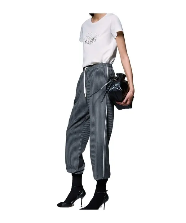 Liu Jo Lace Insert Pinstriped Trousers