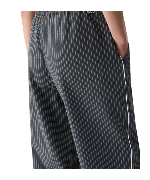 Liu Jo Lace Insert Pinstriped Trousers