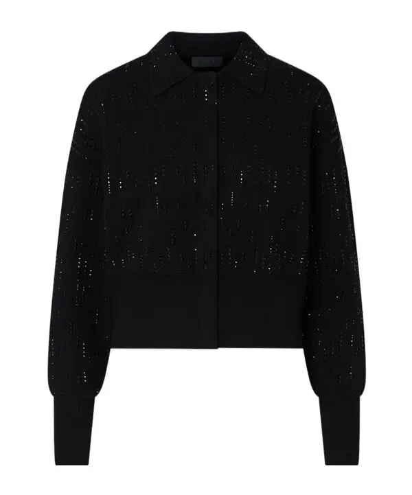 Liu Jo Rhinestone Embellished Relaxed Fit Knit Bomber Jacket