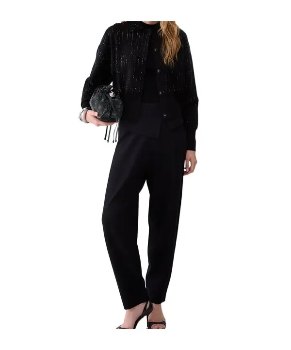 Liu Jo Rhinestone Embellished Relaxed Fit Knit Bomber Jacket