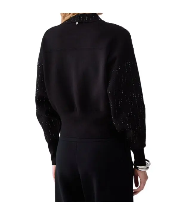Liu Jo Rhinestone Embellished Relaxed Fit Knit Bomber Jacket