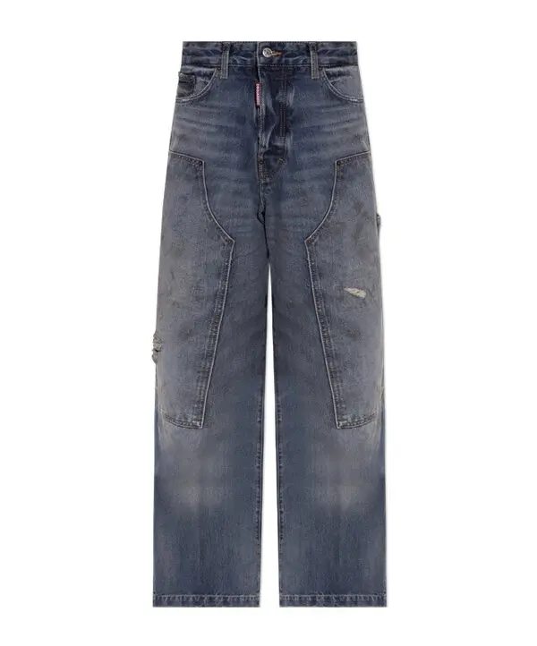 Dsquared2 Grease Monkey Spot Baggy Carpenter Jeans - Black