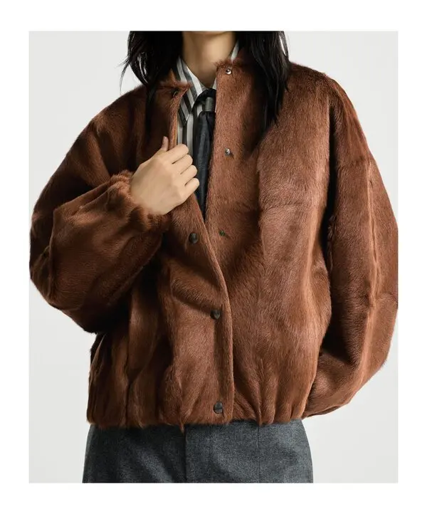 Brunello Cucinelli Cashmere Shearling Bomber Jacket With Monili