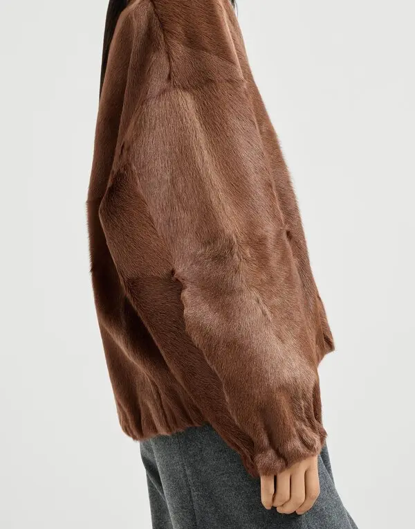 Brunello Cucinelli Cashmere Shearling Bomber Jacket With Monili